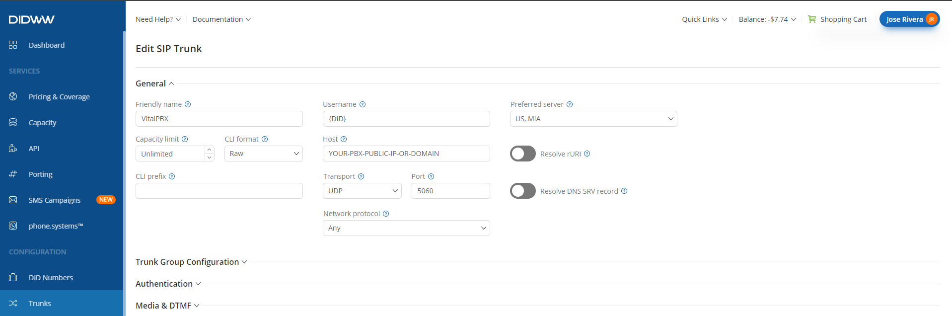 Interconnecting DIDWW SIP Trunking With VitalPBX 4. Step-by-Step Guide.